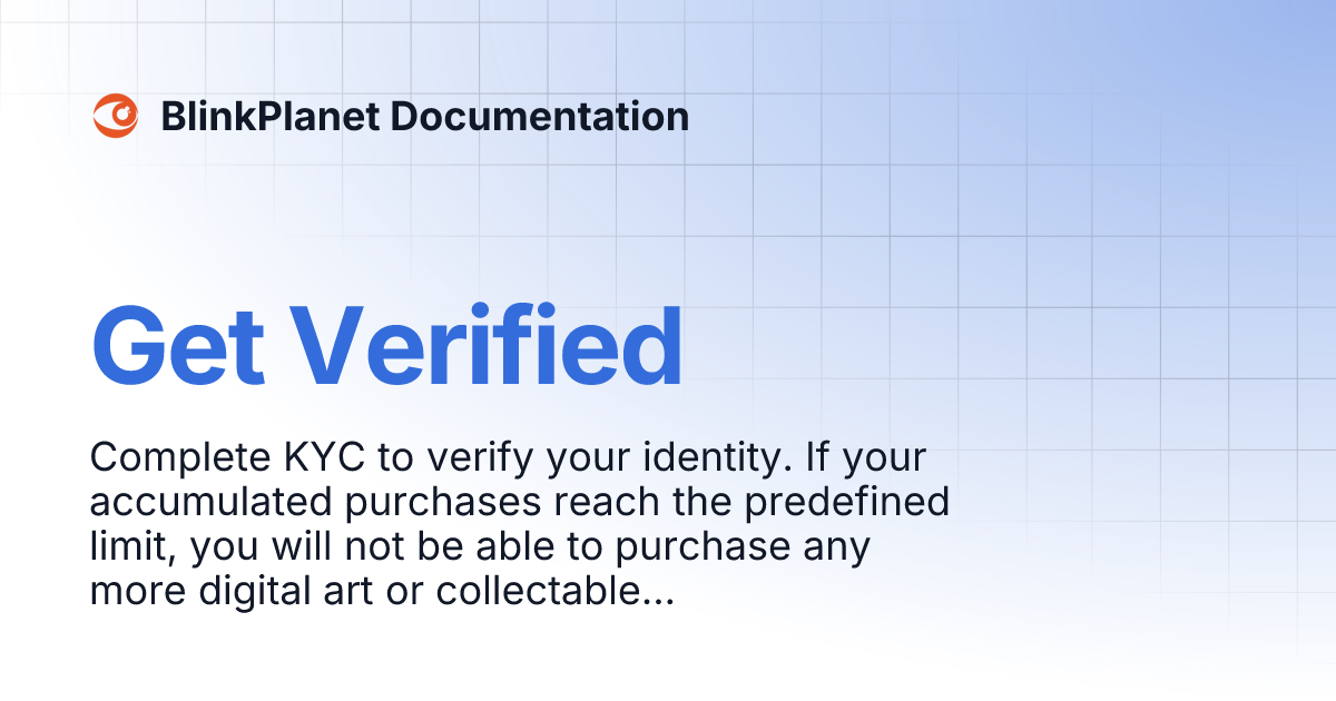 Get Verified | BlinkPlanet Documentation